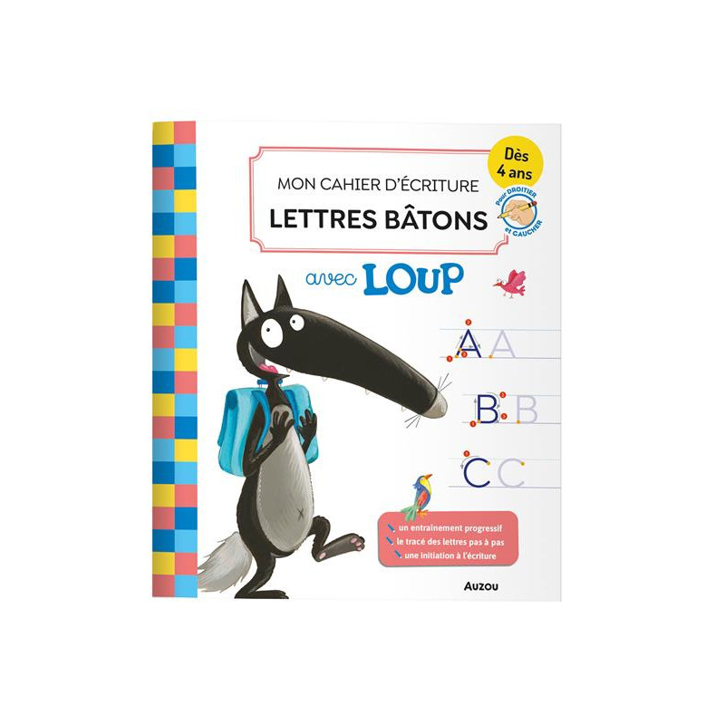 Mon cahier d'écriture lettres bâtons avec Loup - Jeux enfants Tunisie
